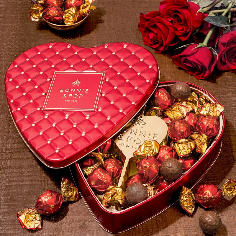 Bonnie & Pop – Heart-Shaped Tin with Chocolate Hazelnut Bon Bons | Goody