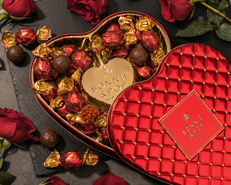 Bonnie & Pop – Heart-Shaped Tin with Chocolate Hazelnut Bon Bons | Goody