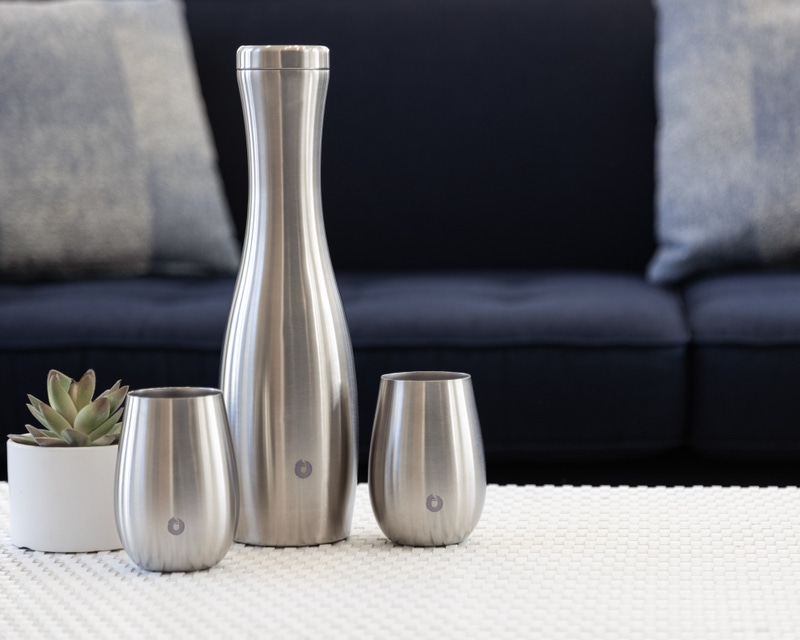 Snowfox Stainless Steel Carafe And Wine Glass Set Goody